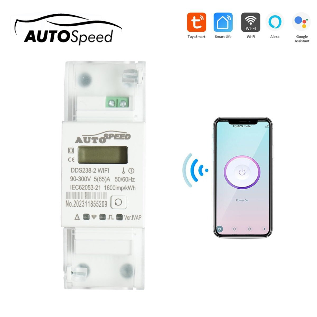Smart Meter monofase 220V, 65A, DDS238-2 WIFI Tuya, Smart Life, contat ...
